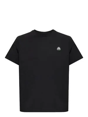Moose Knuckles Rib Knit Collar Logo Patch T-shirt With Sleeve Logo Print & Side Logo Label - Nero