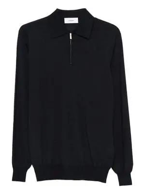 LARDINI Lardini Half-Zip Polo Sweater In Wool-Silk-Cashmere Blend Blu