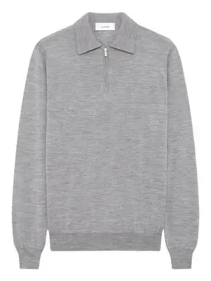 LARDINI Lardini Half-Zip Polo Sweater In Wool-Silk-Cashmere Blend Grigio