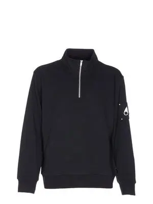 Moose Knuckles High-neck Cotton Half-zip Sweatshirt - Nero