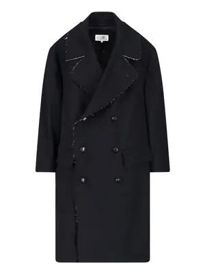 MAISON MARGIELA Distressed Double-breasted Wool Coat - Black