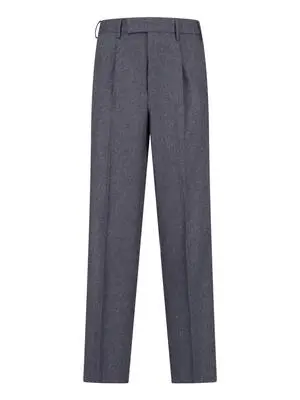 PT TORINO Pleated Wool Trousers - Grey