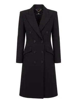 Elisabetta Franchi Tailored Double-breasted Long Coat - Nero
