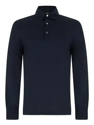 Zegna Long Sleeve Polo Shirt For - Blue