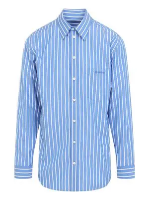 Balenciaga Regular Fit Cotton Shirt - Blue