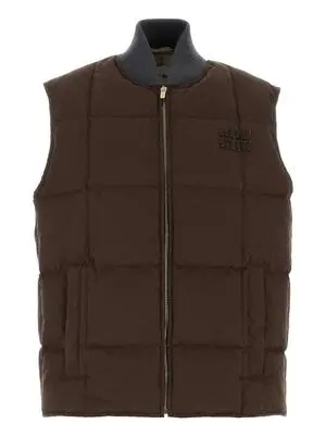 MIU MIU Miu Miu Brown Mini Gabardine Sleeveless Down Jacket