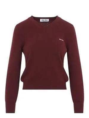 Miu Miu V-neck Virgin Wool Sweater - Red