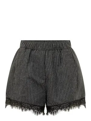GANNI GANNI Flannel Lace Shorts Phantom