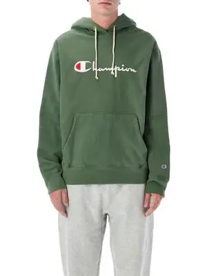 Champion Fleece Relaxed Fit Hoodie With Embroidered Chest Logo - Verde