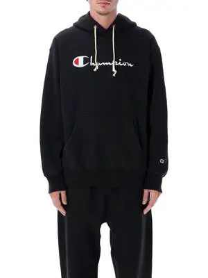 Champion Heavyweight Hoodie With Embroidered Chest Logo And C Patch - Nero