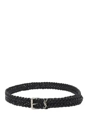 SAINT LAURENT Cintura Cassandre In Pelle Intrecciata