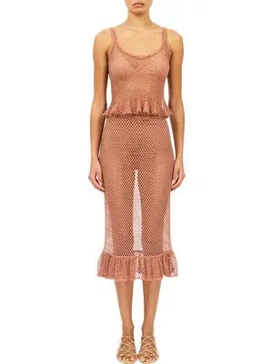 Ulla Johnson Lorna Mesh Midi Skirt - Shell Shell