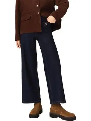 Maje Prairabrut High Rise Wide Leg Jeans - Navy