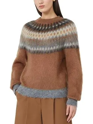 Max Mara Mstglassa Fair Isle Crewneck Sweater - Tobacco