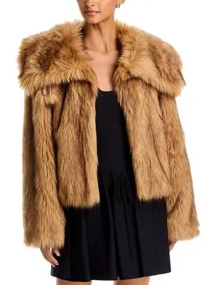 MILLY Remy Faux Fur Jacket - Light Brown