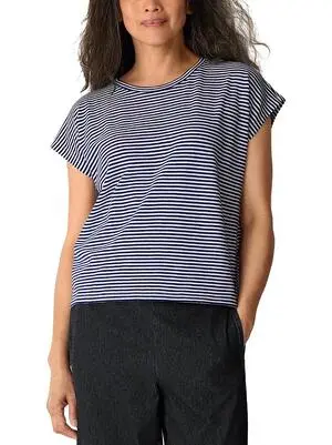 Eileen Fisher Cotton Crewneck Cap Sleeve Top Infinity