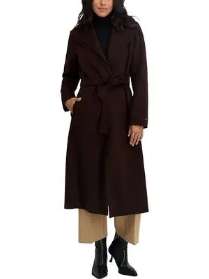Tahari Elliot Double Layer Collar Coat - Chocolate