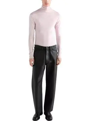 LEMAIRE Stand-collar Top In Wool And Silk Jersey - Pink