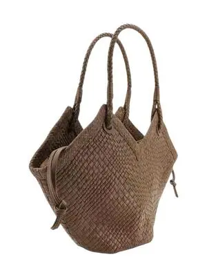 IBELIV Medium Trinity Woven Leather Shoulder Bag - Brown