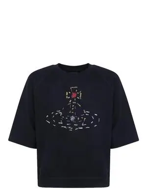 VIVIENNE WESTWOOD Orb-embroidered Raglan-sleeve T-shirt - Black