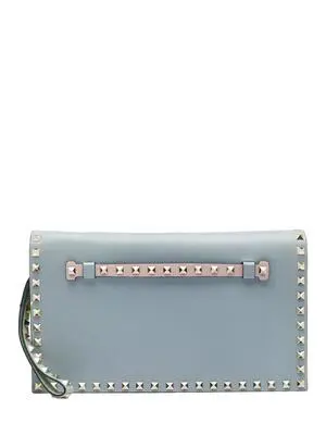 Valentino Garavani 2000-2017 Nappa Watercolor Rockstud Wristlet Clutch Bag - Blue