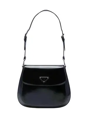 Prada 2013-2026 Medium Spazzolato Leather Cleo Flap Shoulder Bag - Black