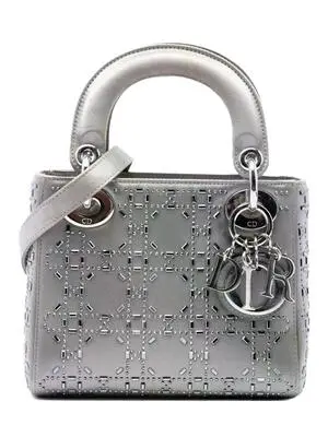 Dior 2018 Mini Satin Cannage Crystal Embellished Lady Satchel - Grey