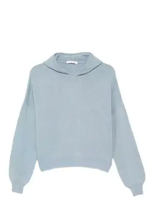 LISKA Ribbed-knit Drop-shoulder Hoodie