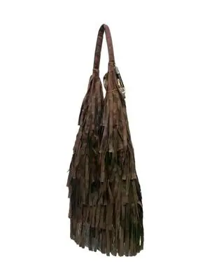 LA MILANESA Aretha Fringe-detailed Shoulder Bag Brown
