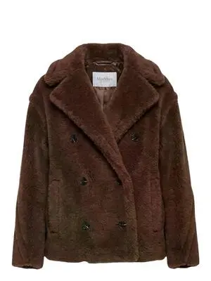 Max Mara Alcuno Double-breasted Faux-fur Jacket - Brown