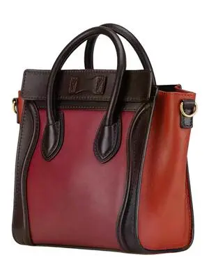 Celine 2013 Nano Tricolor Leather Luggage Tote Satchel - Red