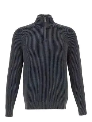 RRD Cotton 7 Techno Wash Half-zip Rib-knit Sweater - Blue