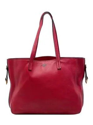 Dior 2017 Medium Grained Calfskin D Bee Shopper Tote Satchel - Red