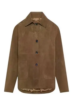 SEVENTY Suede-finish Button-up Jacket