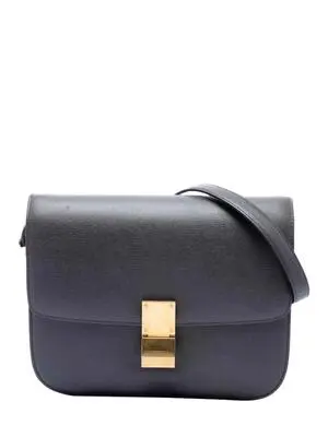 Celine 2018 Medium Liege Calfskin Classic Box Crossbody Bag Black