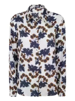 LAURA URBINATI Floral-print Silk Shirt - White