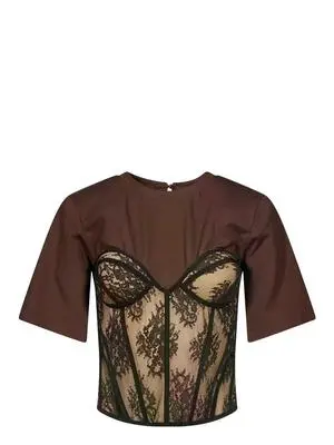 Giuseppe Di Morabito Lace-corset T-shirt - Brown
