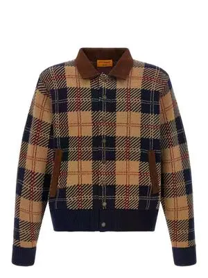 Guest In Residence Tartan Corduroy-collar Jacket Blue