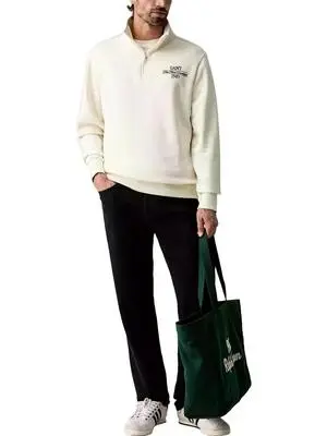 Gant Logo-embroidered Quarter-zip Sweatshirt Neutrals