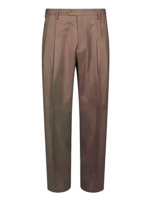 BRIGLIA 1949 Pleated Tapered-leg Trousers - Brown