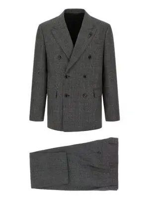 LARDINI Feeling Prince Of Wales Double-breasted Suit - Grey