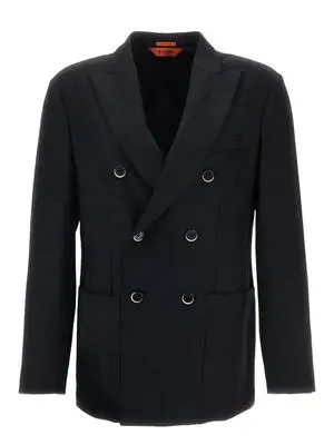 Barena Venezia Double-breasted Peak-lapel Jacket - Black