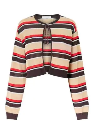 Rabanne Striped Bead-embellished Cardigan Neutrals