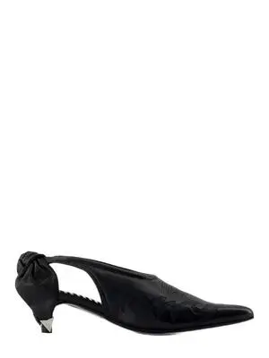 Toga Western-embroidered Knotted Heeled Pumps - Black