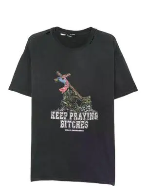 WILLY CHAVARRIA Graphic-print Distressed T-shirt - Grey