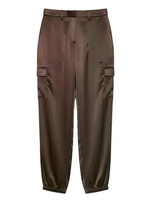 BLACK LABEL Satin-finish Elasticated Cargo Pants