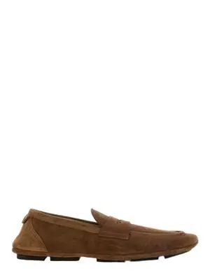 Dolce & Gabbana Dg Logo Suede Loafers - Brown