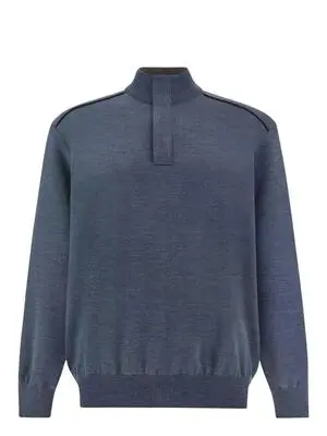 Paul & Shark Merino Wool Half-zip Sweater - Blue