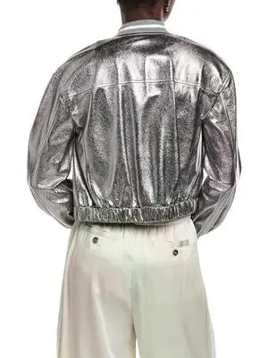 BRUNELLO CUCINELLI Metallic Leather Bomber Jacket