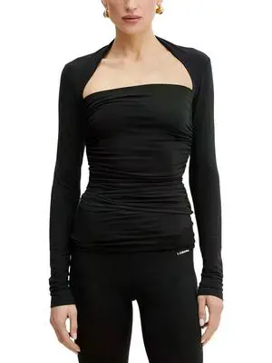 LA MANIA Sorrel Ruched Cut-out Top - Black